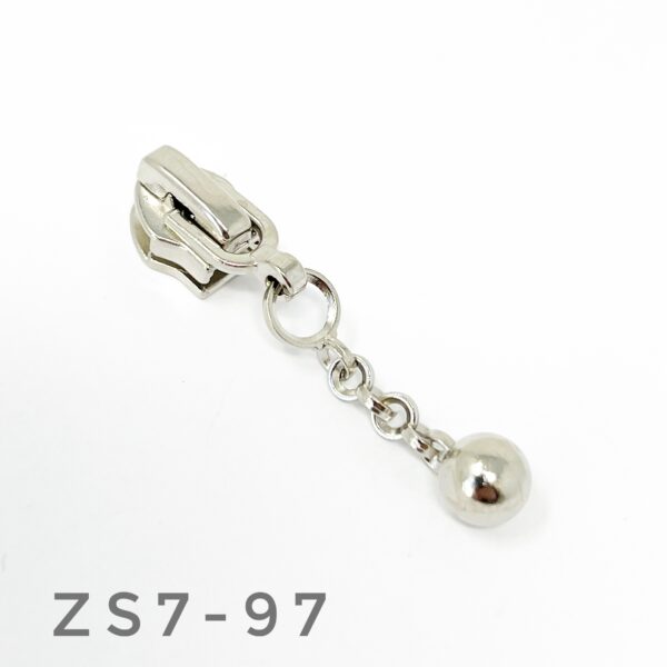 zs7-97 - S7 no.5 (6mm) zip slider Ball & Chain - Silver - Dookkii.com